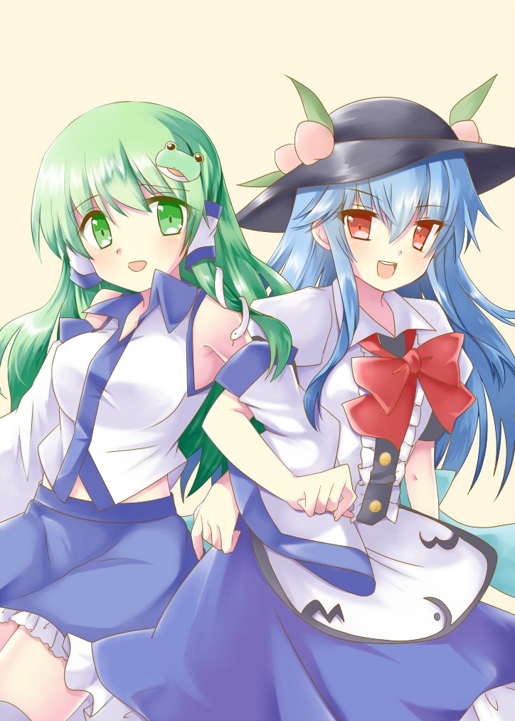 Safebooru 2girls Blue Hair Blush Bow Tie Breasts Buttons Detached 4601