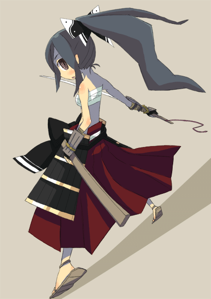 Safebooru - bandage black eyes black hair bushidou (sekaiju) cocorou ...
