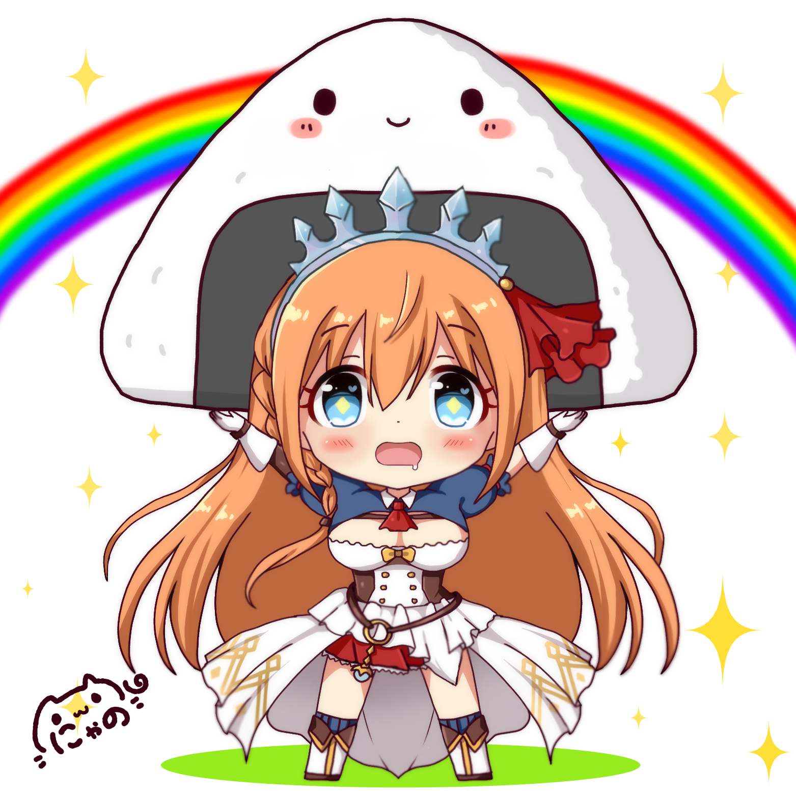 Safebooru - 1girl arms up bangs blue legwear blush blush stickers boots ...