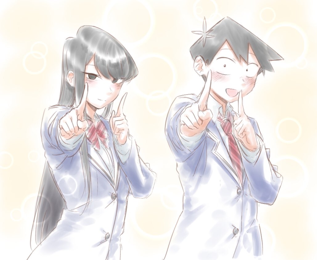 Safebooru - 1boy 1girl :d black eyes black hair blue blazer blush bow ...