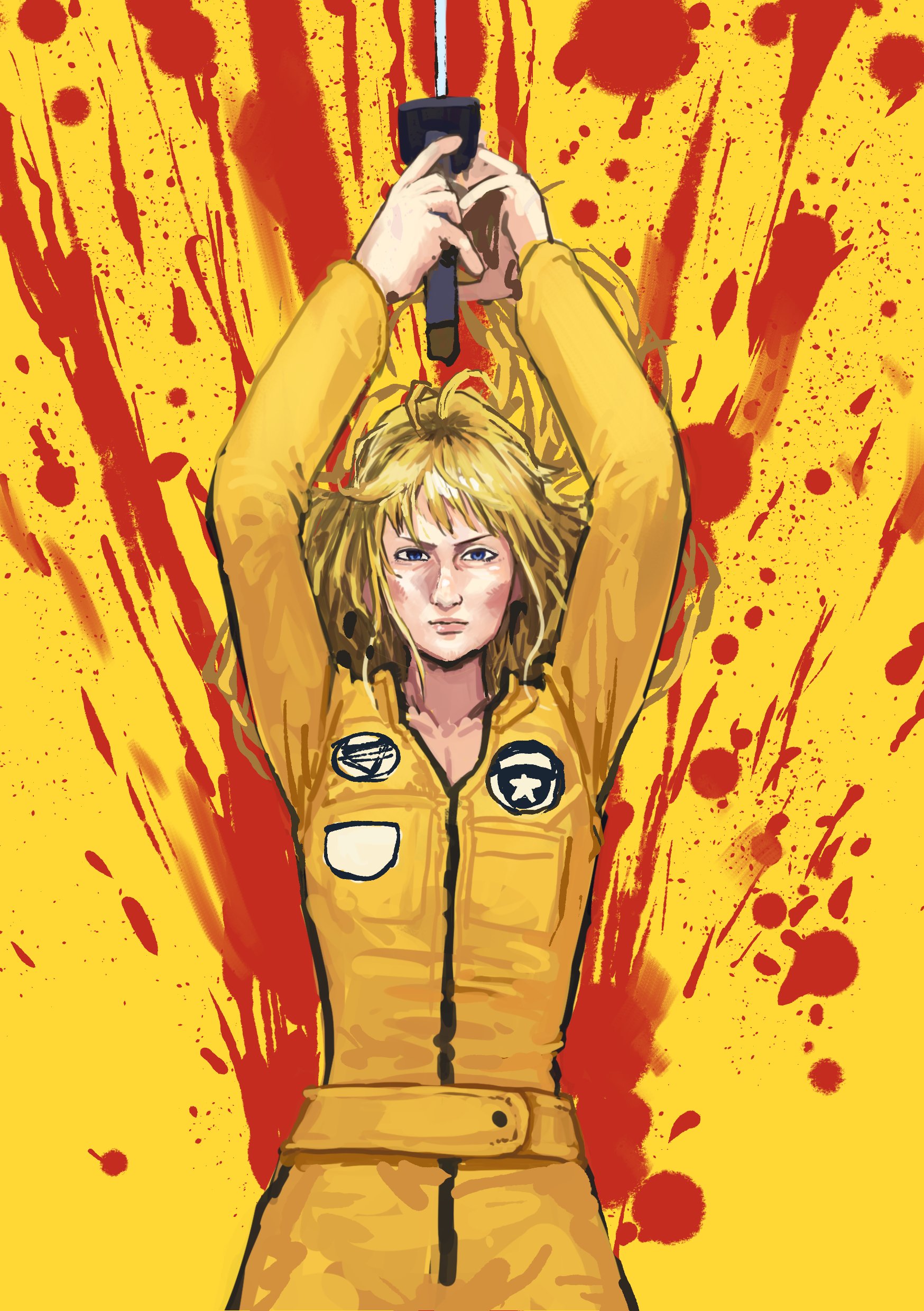 Safebooru - 1girl absurdres beatrix kiddo belt blonde hair blood blood ...