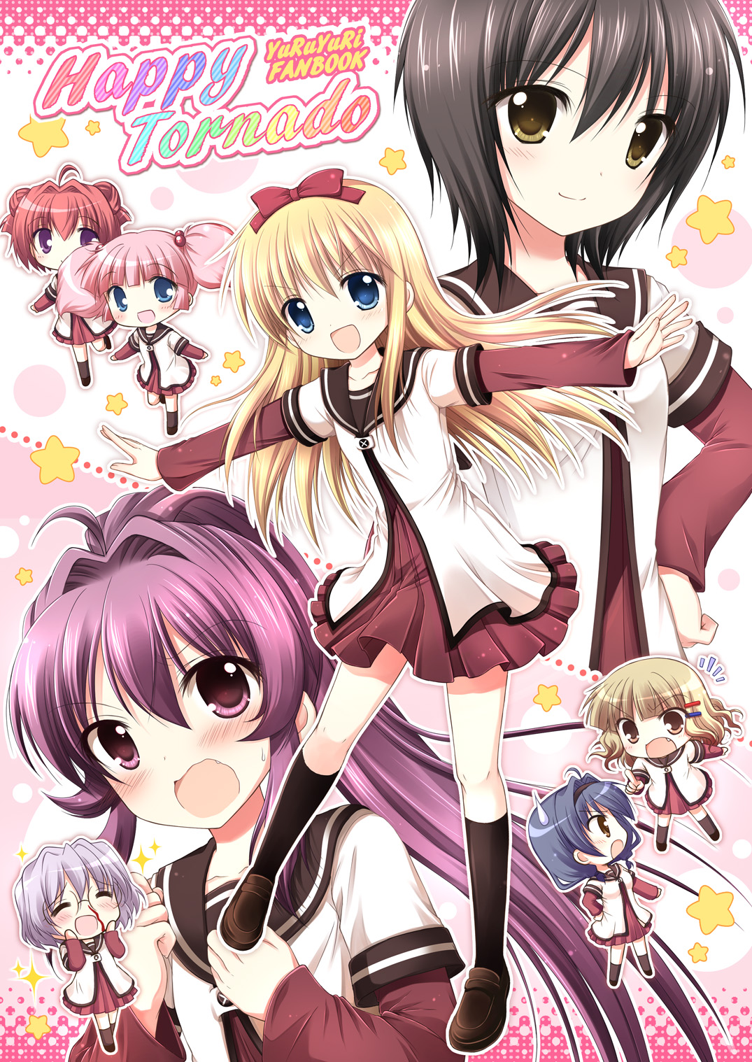 Safebooru - 6+girls ahoge akaza akari black legwear blonde hair blood blue hair blush bow brown ...