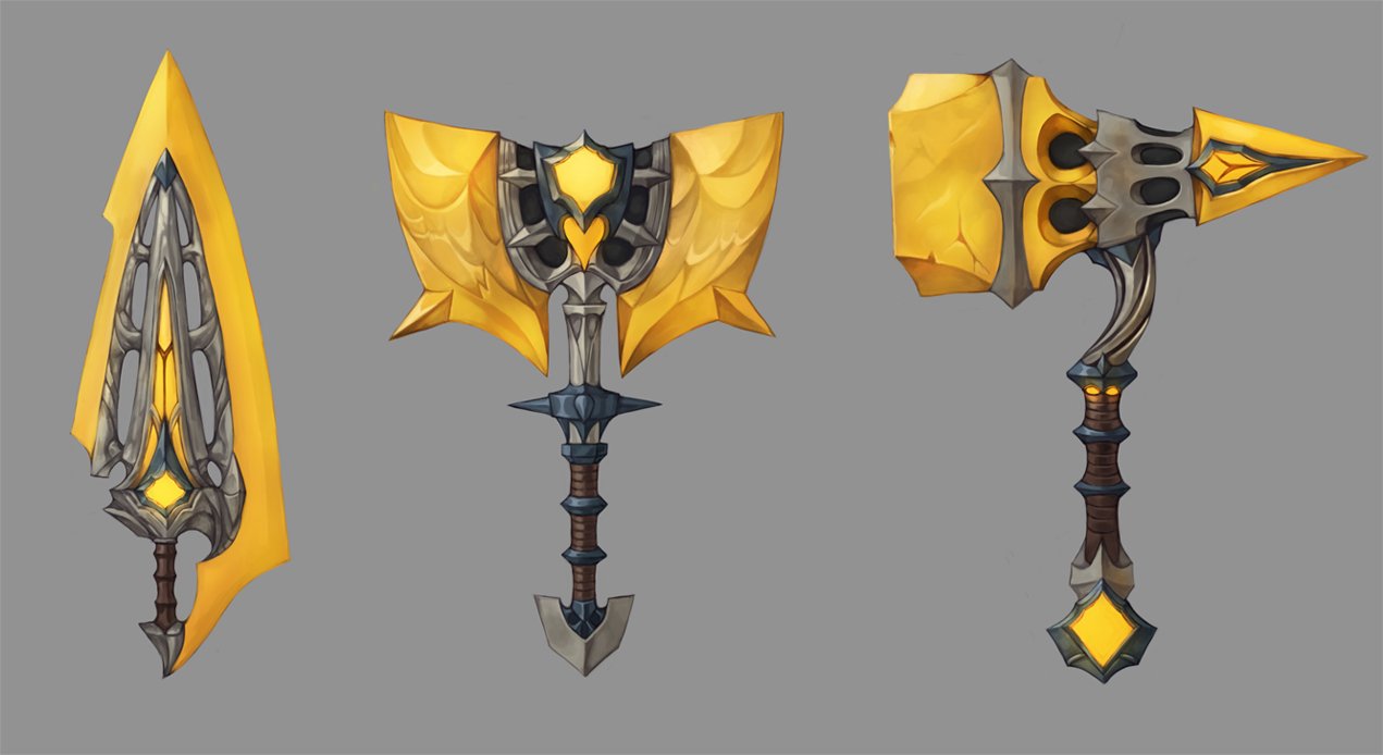 Safebooru - gold golden hilt grey background mallet no humans original ...