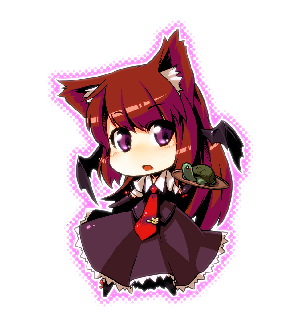 Safebooru - bat wings cat ears chibi fang head wings headwings koakuma ...