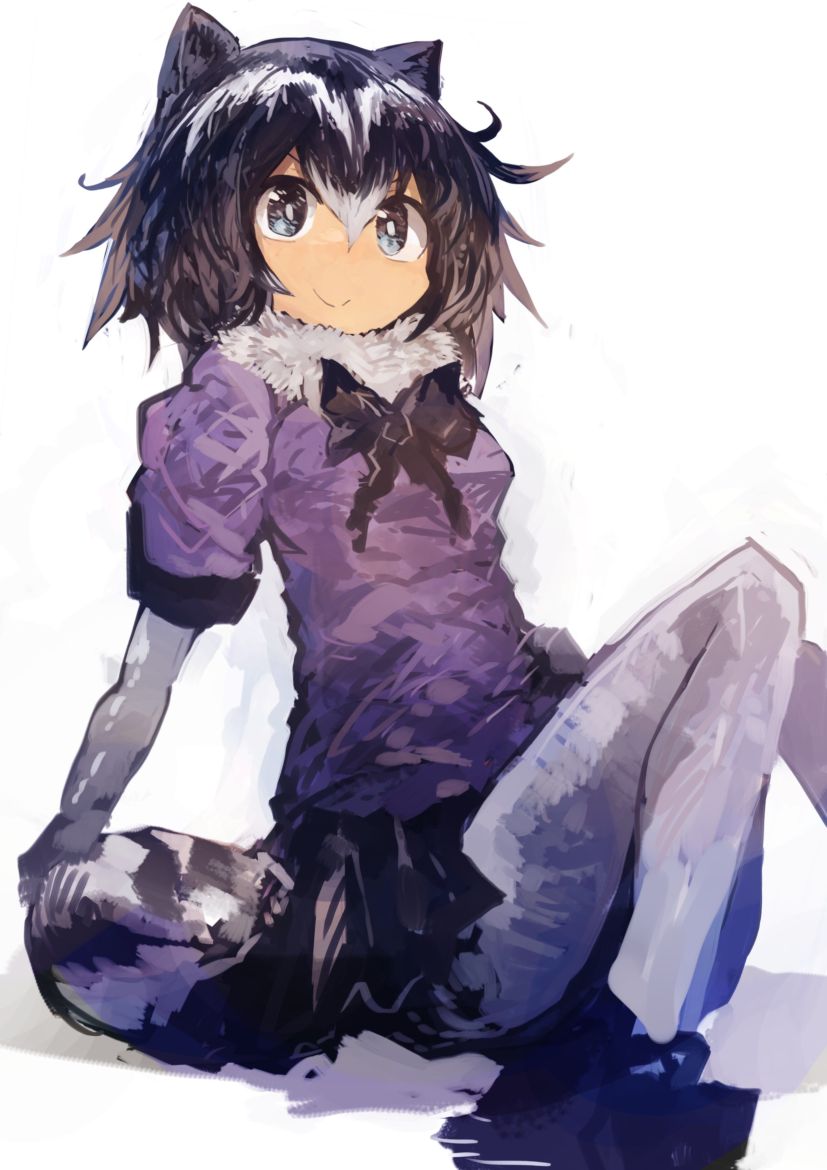 Safebooru - 1girl absurdres animal ears black hair blue eyes bow bowtie commentary common ...