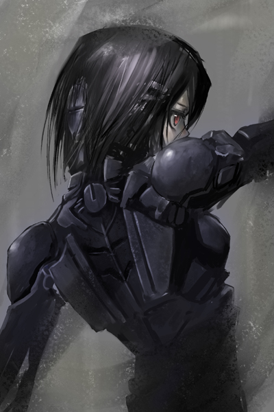 Safebooru - black hair blame blame! cyborg kath red eyes sanakan ...