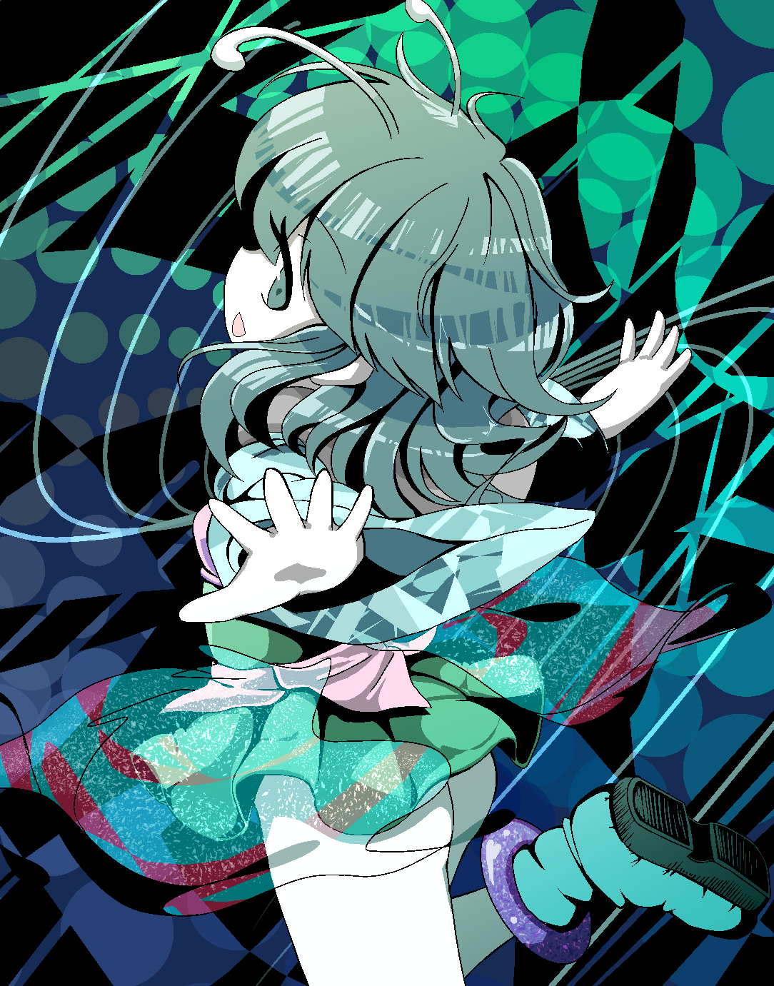 Safebooru - 1other androgynous antennae ass blue eyes blue hair hakama ...