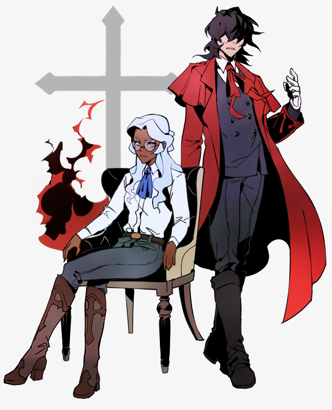 Safebooru - 1boy 1girl alucard (hellsing) alucard (hellsing) (cosplay) batmorphy belt black hair ...