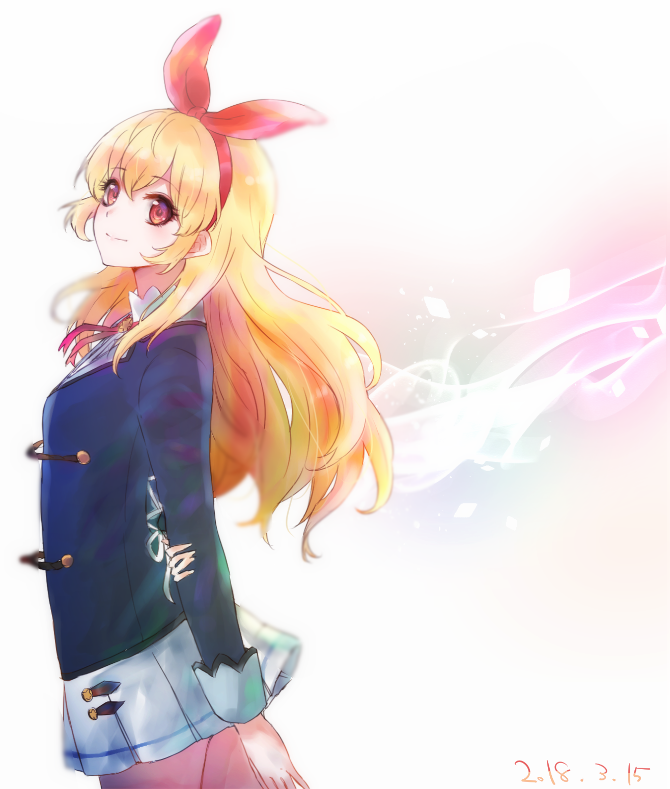 Safebooru - 1girl 2018 aikatsu! aikatsu! (series) arms behind back bangs blonde hair cowboy shot ...