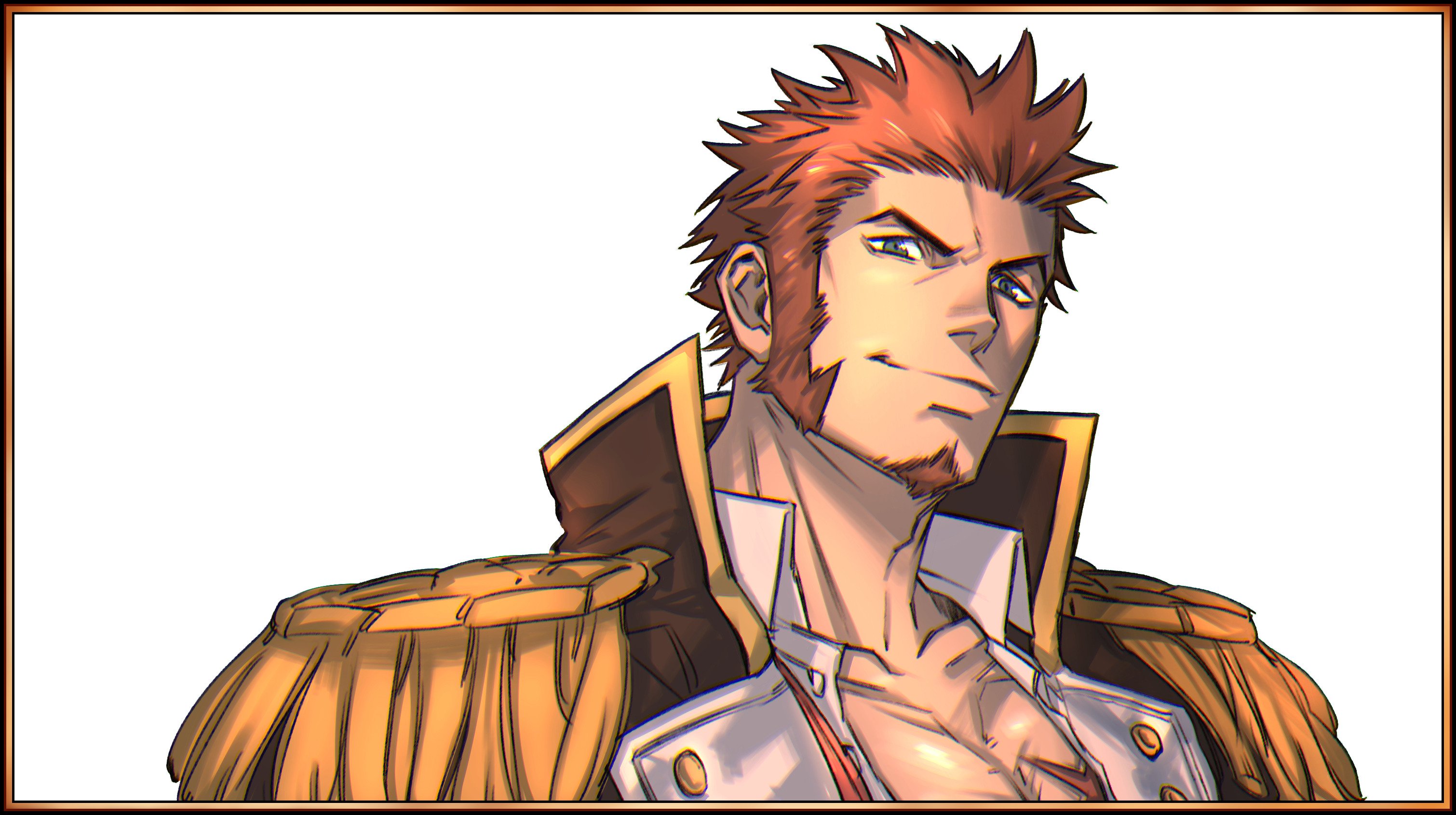 Safebooru - 1boy archer (lostbelt) beard blue eyes border brown hair ...