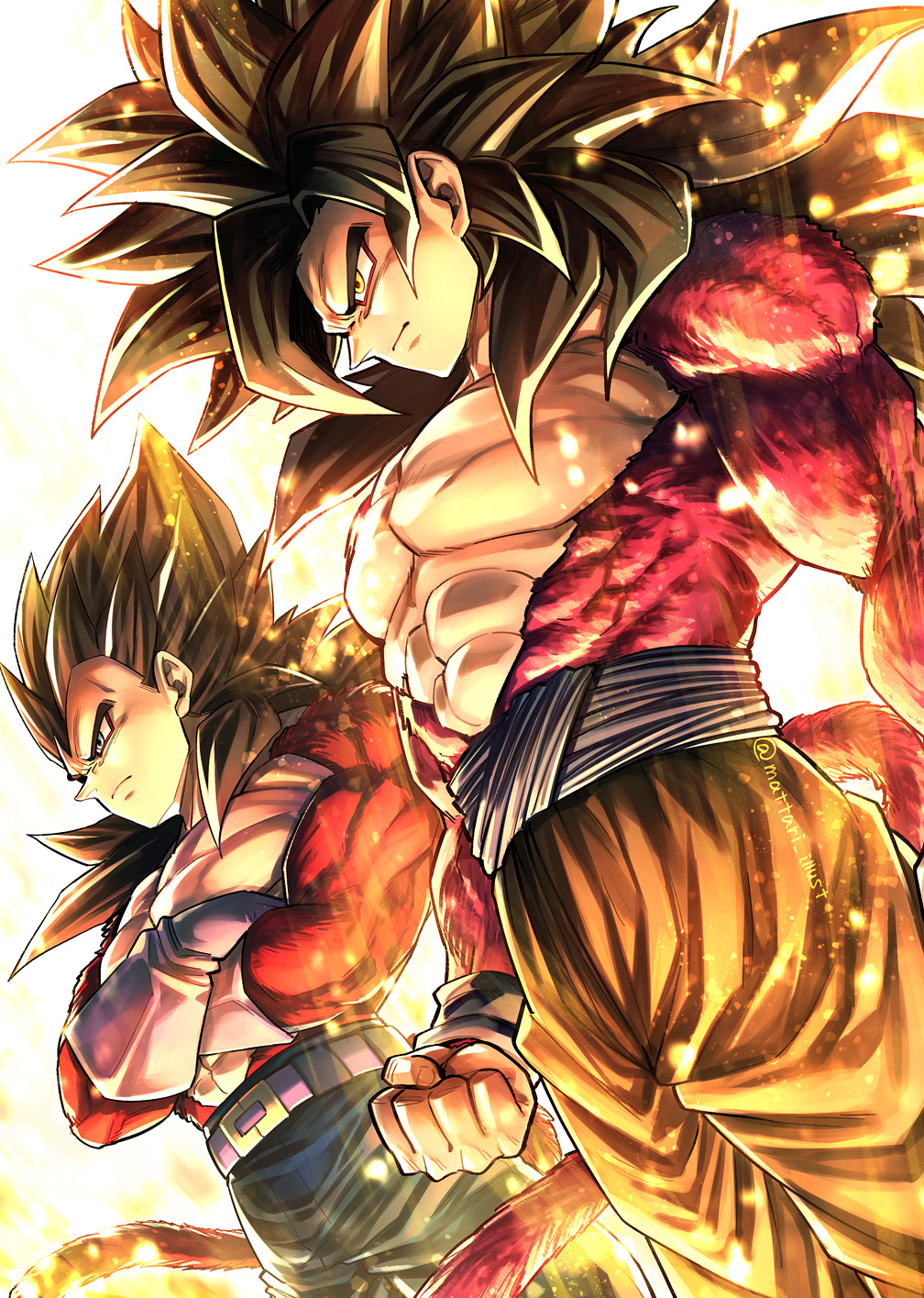 Safebooru 2boys Aura Bare Pectorals Biceps Black Hair Body Fur 4267