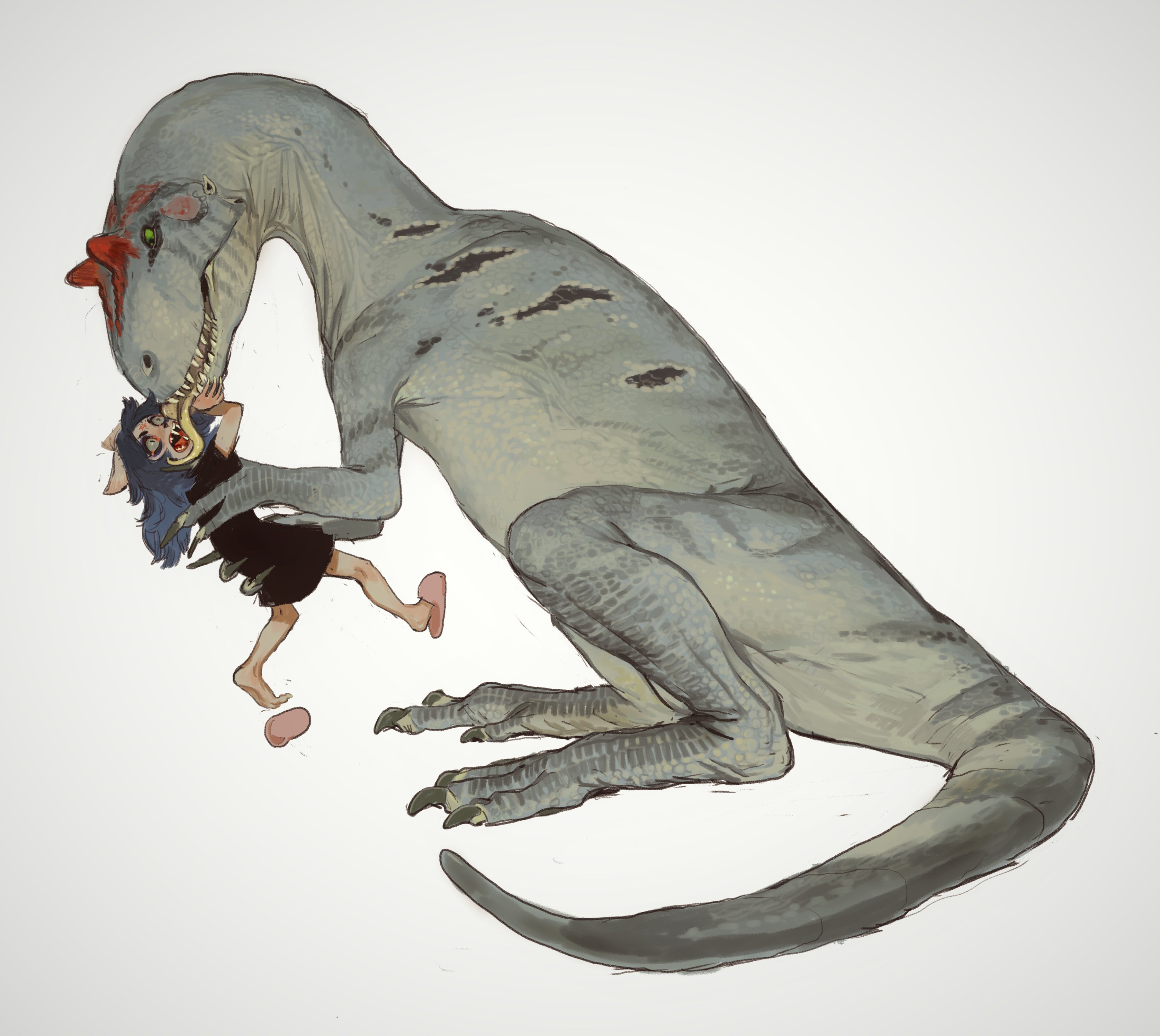 Safebooru - 1girl absurdres allosaurus animal ears black dress blue ...