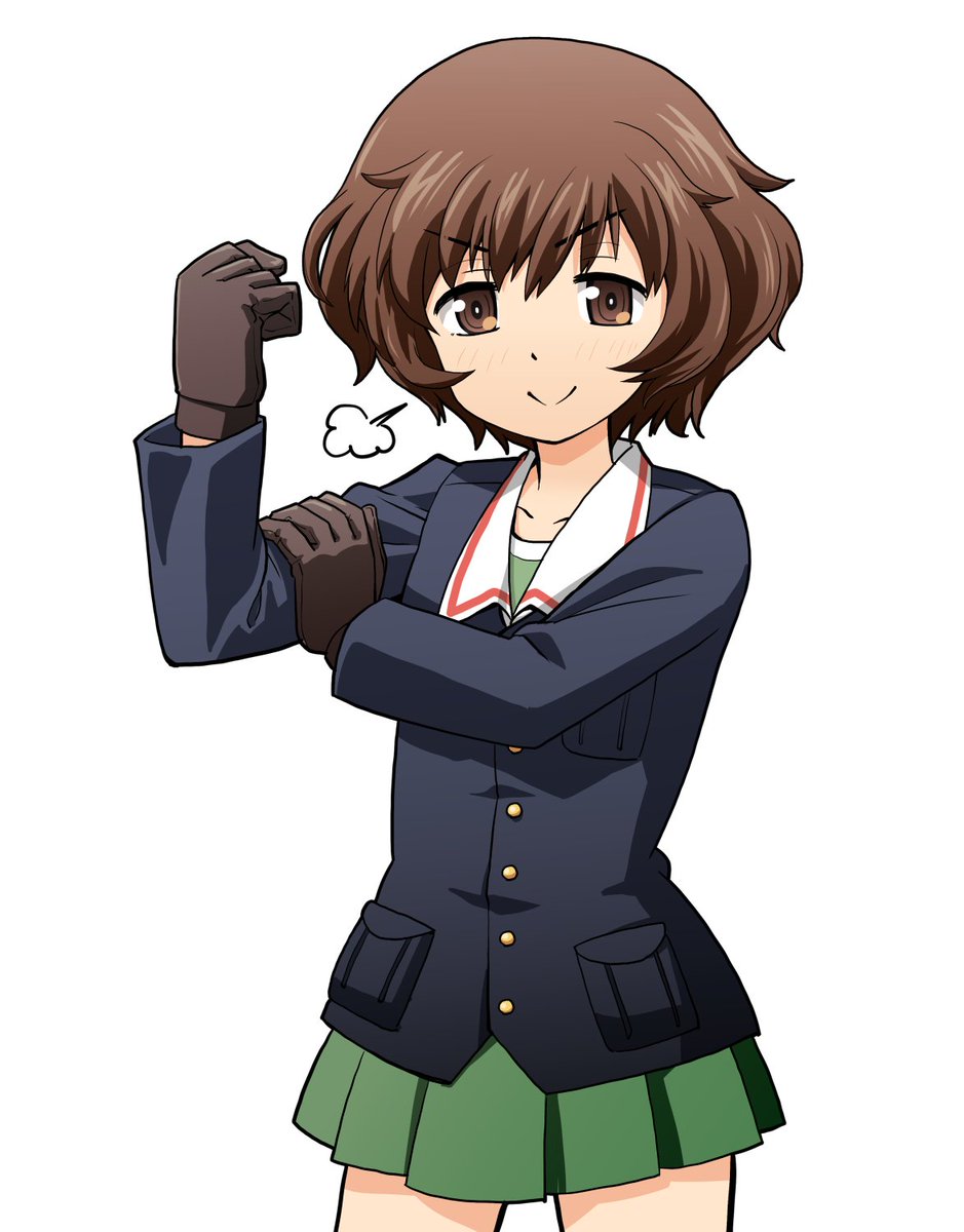 Safebooru - 1girl =3 akiyama yukari alternate skirt arm grab bangs blue jacket brown eyes brown ...