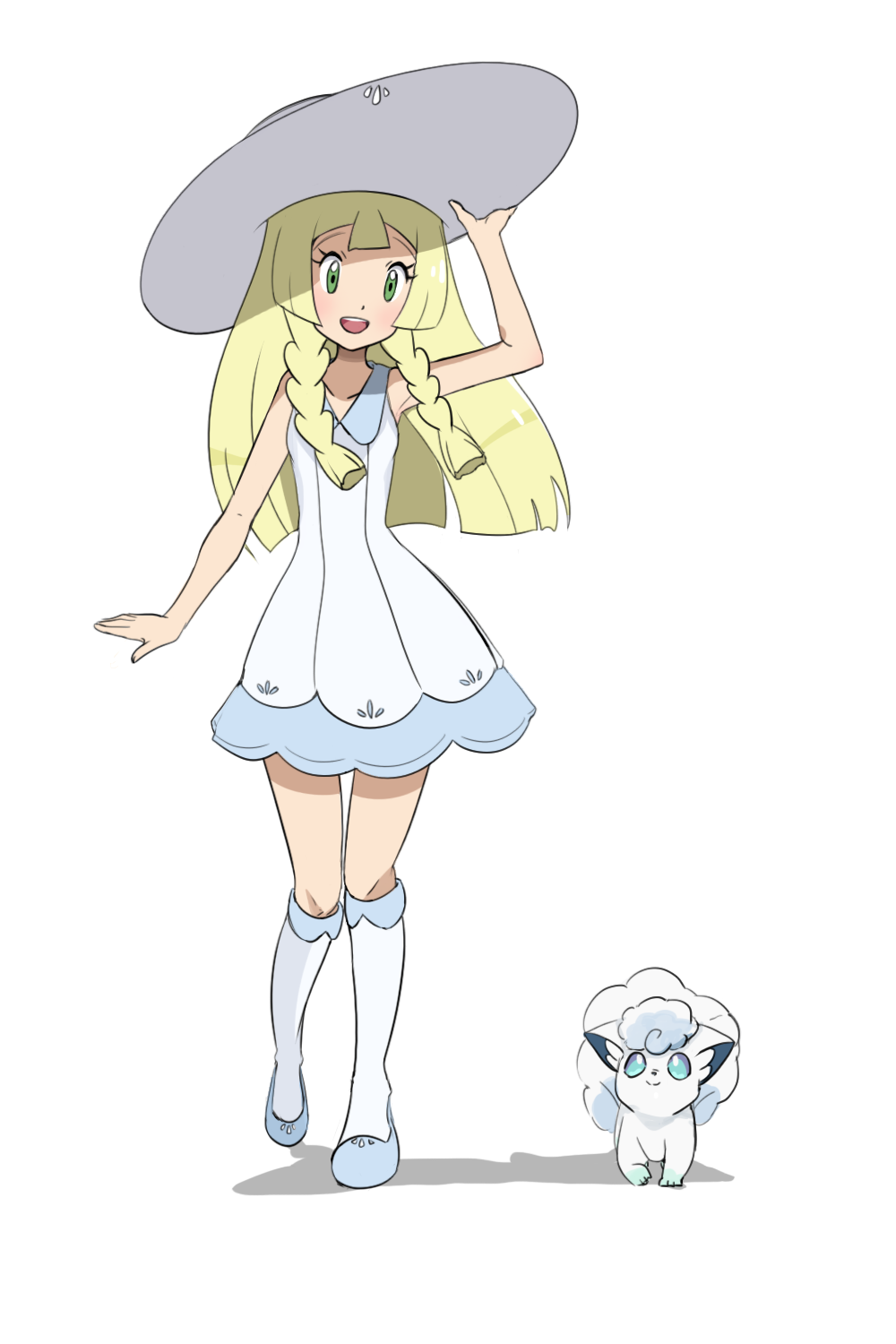 Safebooru - 1girl alolan form alolan vulpix blonde hair blue eyes braid ...