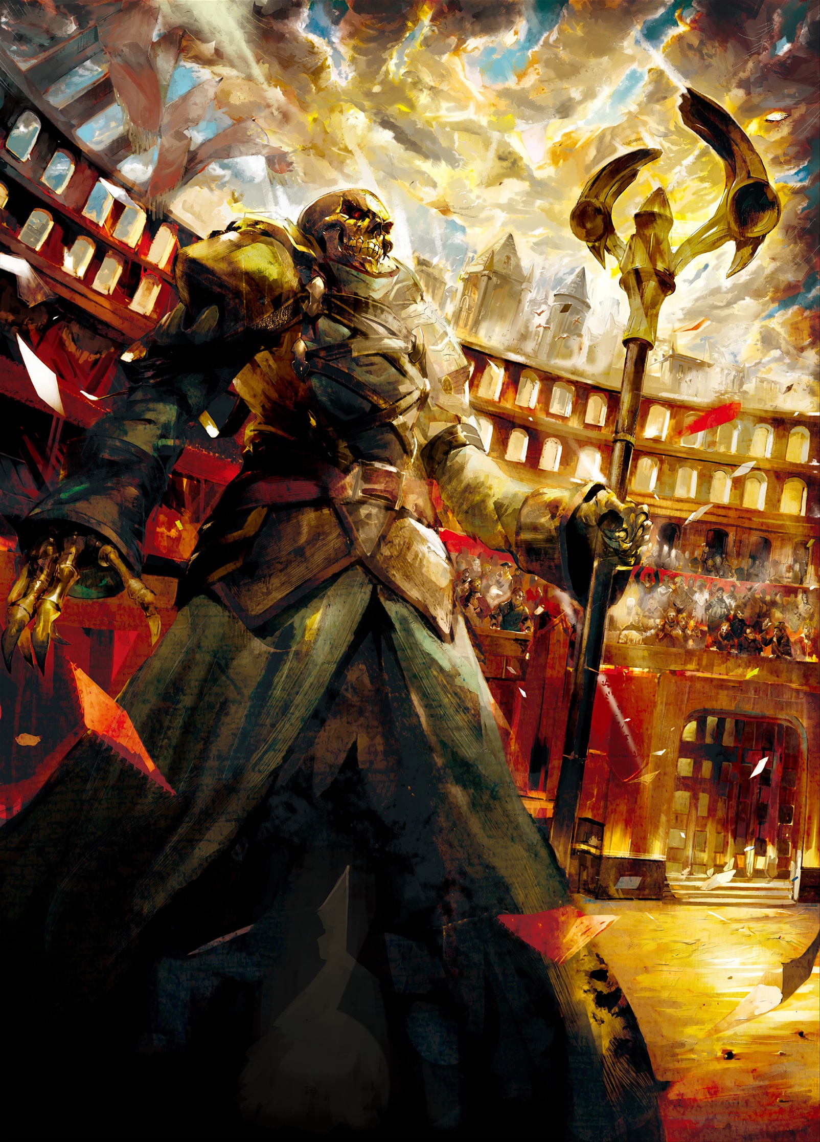 Safebooru - 1boy ainz ooal gown audience banner belt clouds colosseum ...