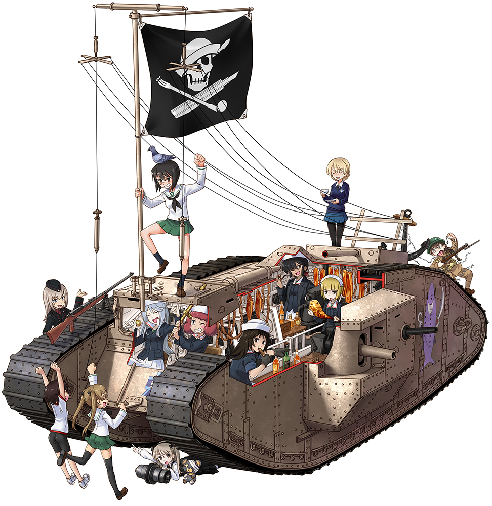 Safebooru - 6+girls anchor barbed wire bird blonde hair boko (girls und ...