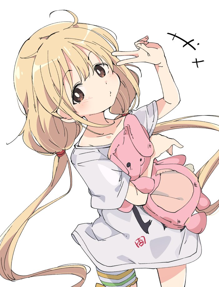 Safebooru - 1girl blonde hair brown eyes clothes writing futaba anzu ...