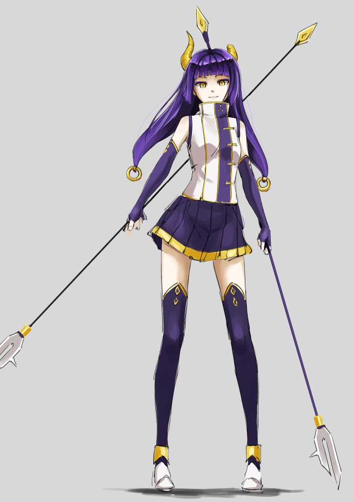 Safebooru - 1girl black legwear broken horn cloud kingdom dual wielding ...