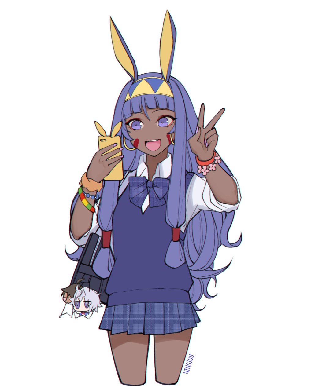 Safebooru - 1girl animal ears bangs blunt bangs bow bowtie bracelet ...