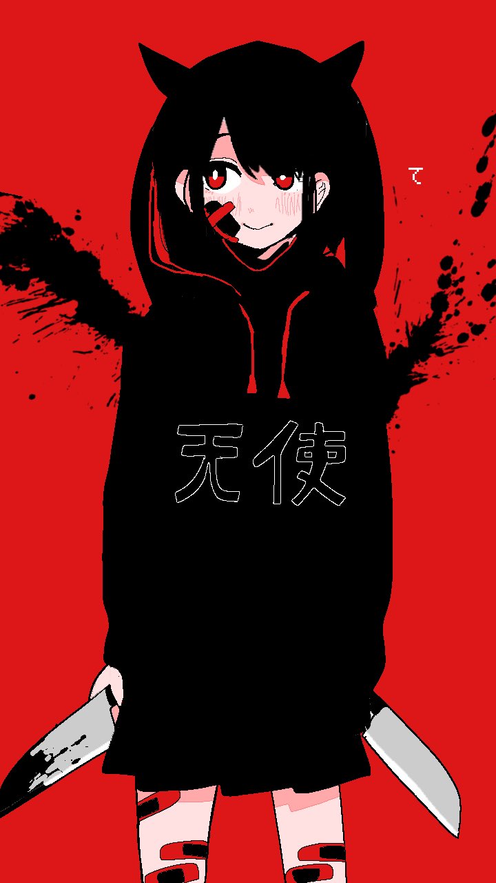 Safebooru - 1girl bandage on face bandaid on leg bangs black skirt black sweater blood blood ...