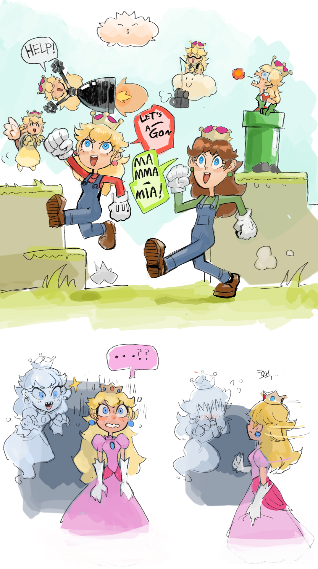 Safebooru - 33dot 6+girls arms up blonde hair blue eyes boo breathing ...