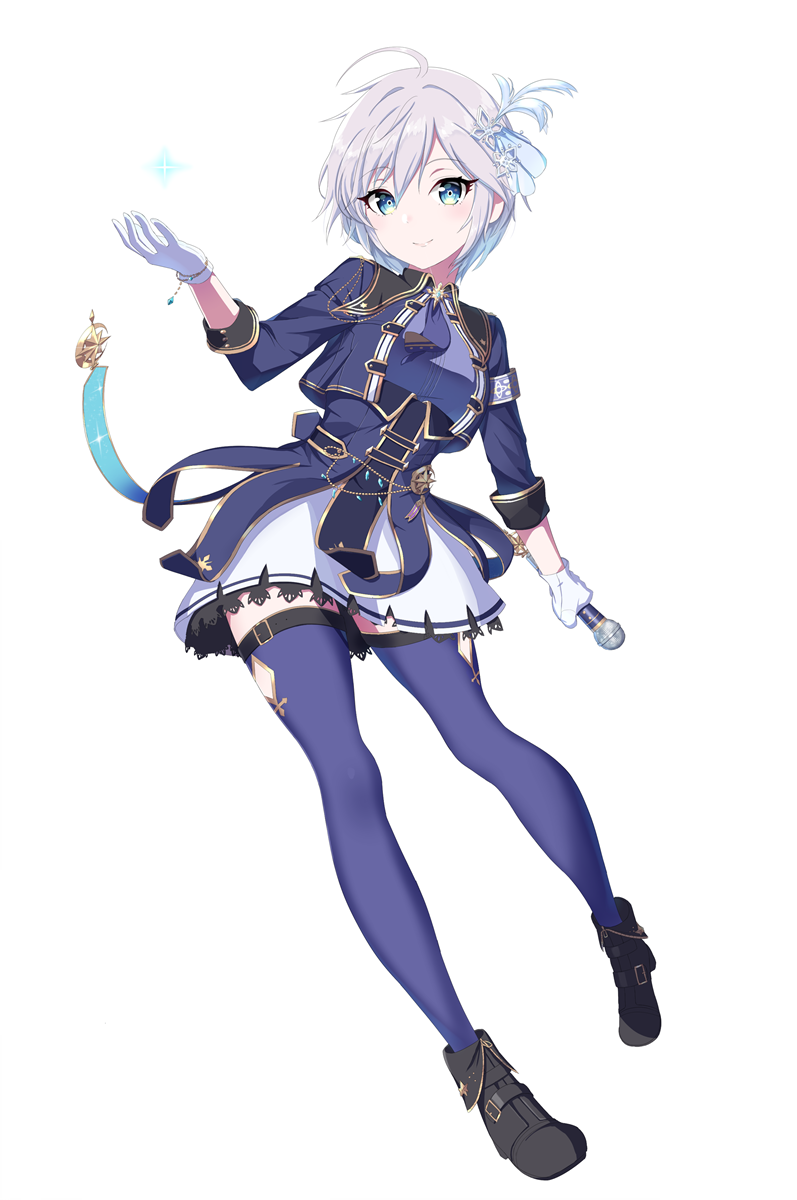 Safebooru - 1girl ahoge anastasia (idolmaster) blue eyes blue jacket blue legwear blue neckwear ...