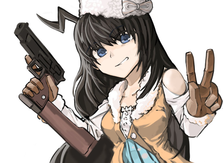 Safebooru - 1girl ahoge black hair blue eyes fur trim girls frontline ...
