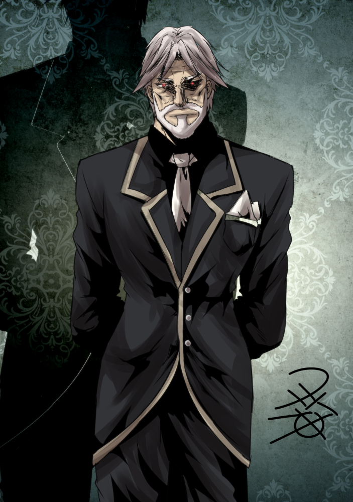 Safebooru - 1boy beard black clothes black jacket butler facial hair ...