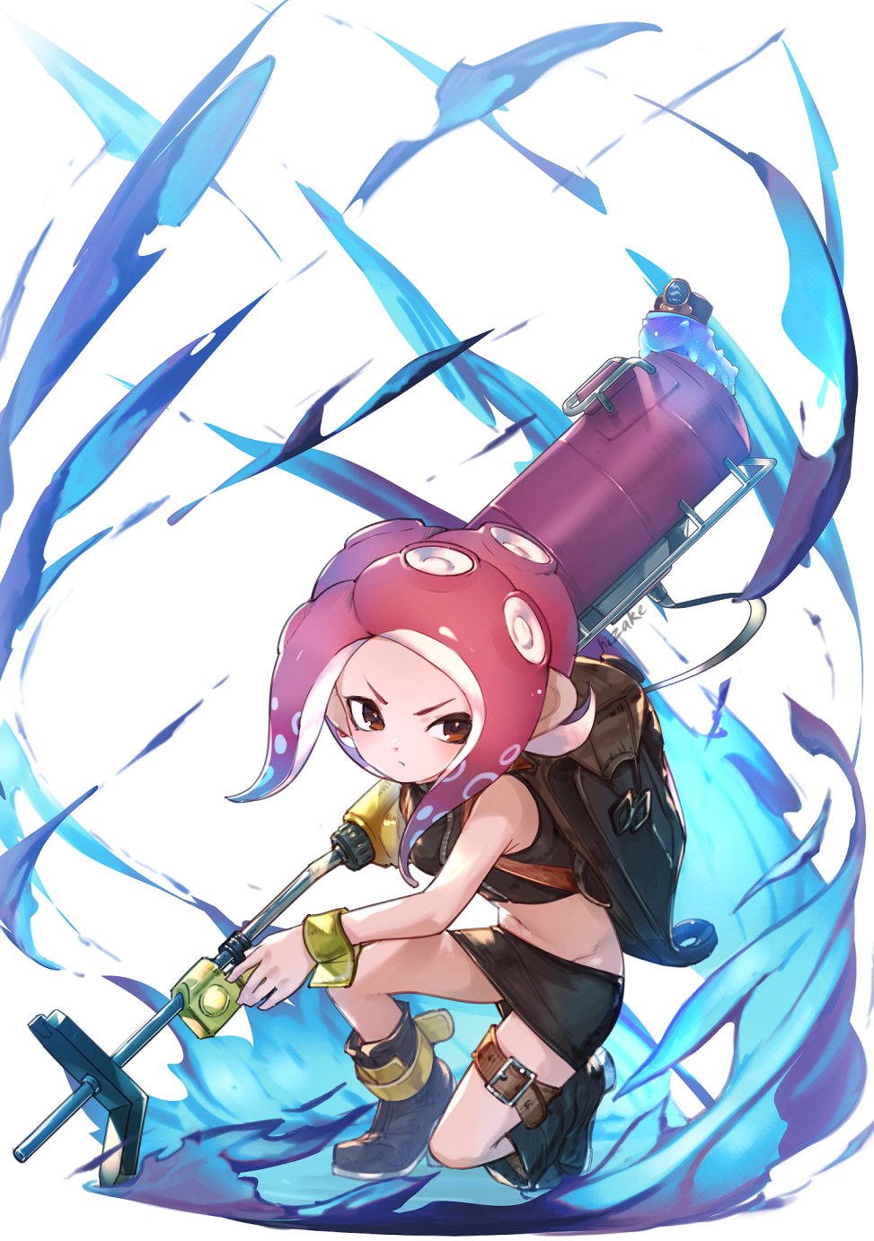 Safebooru - 1boy 1girl agent 8 backpack bag bare arms bare shoulders ...