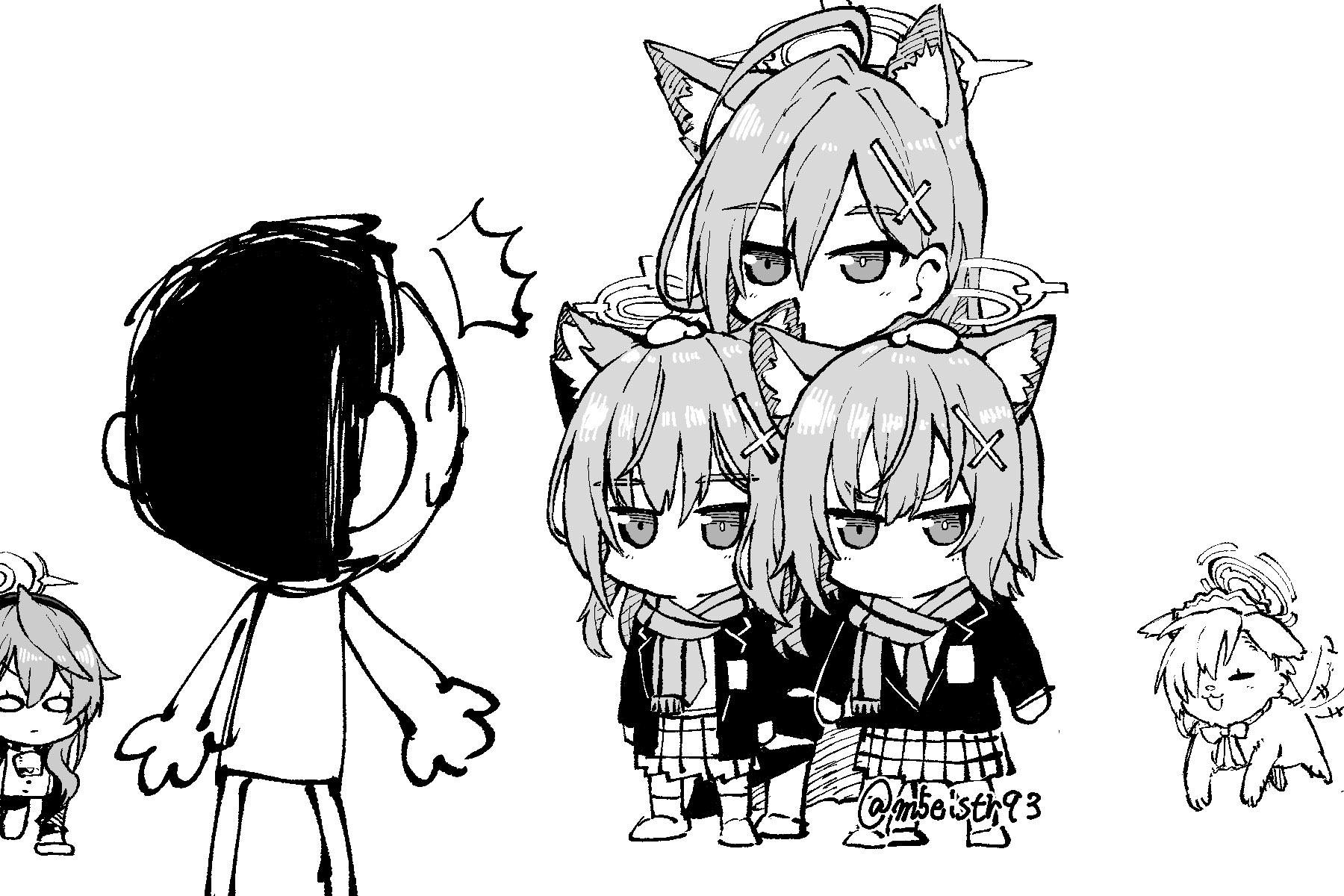 Safebooru - 1boy 4girls ^^^ ako (blue archive) animal ears ...