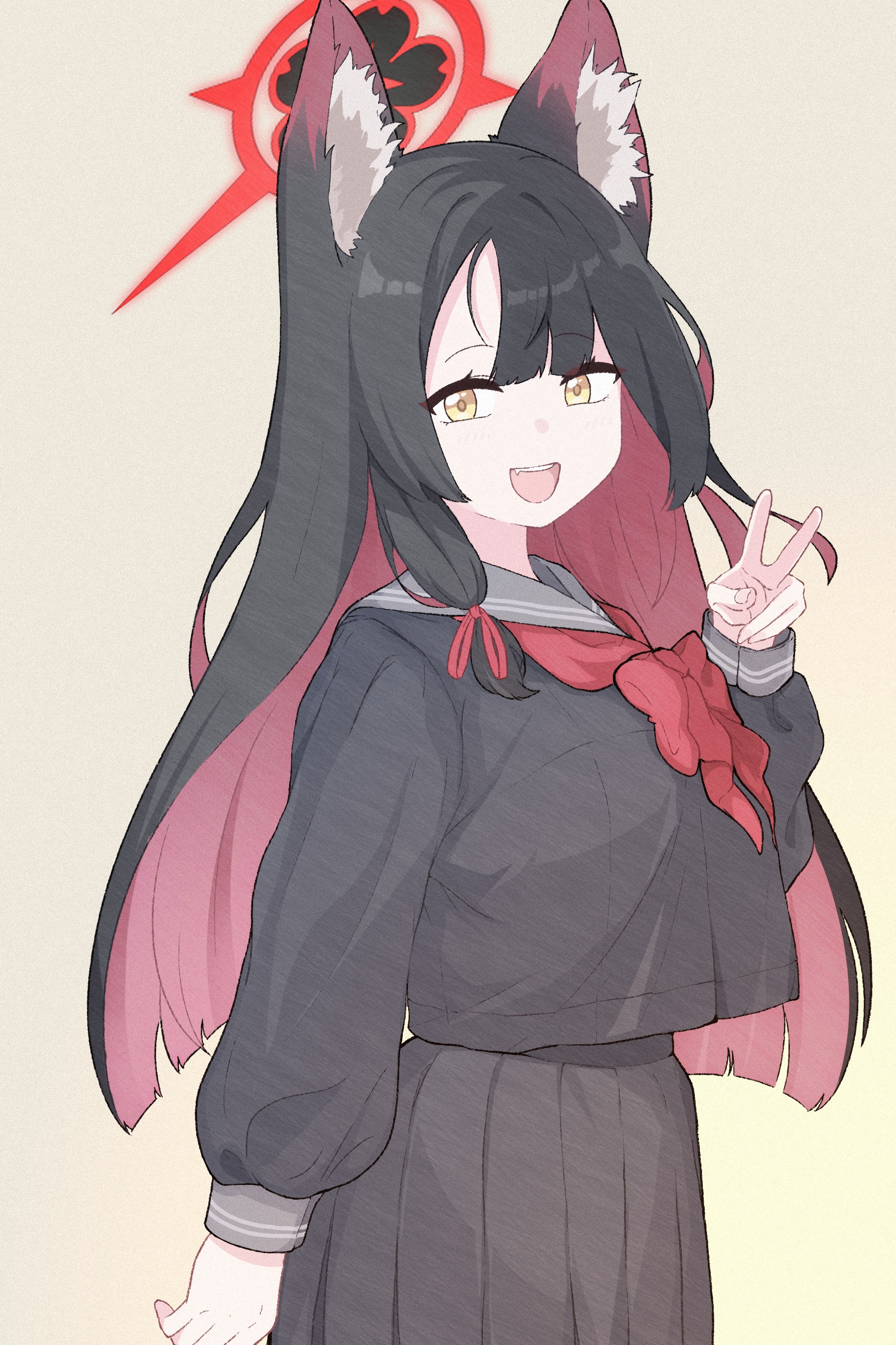 Safebooru - 1girl absurdres animal ear fluff animal ears black hair black serafuku black skirt ...