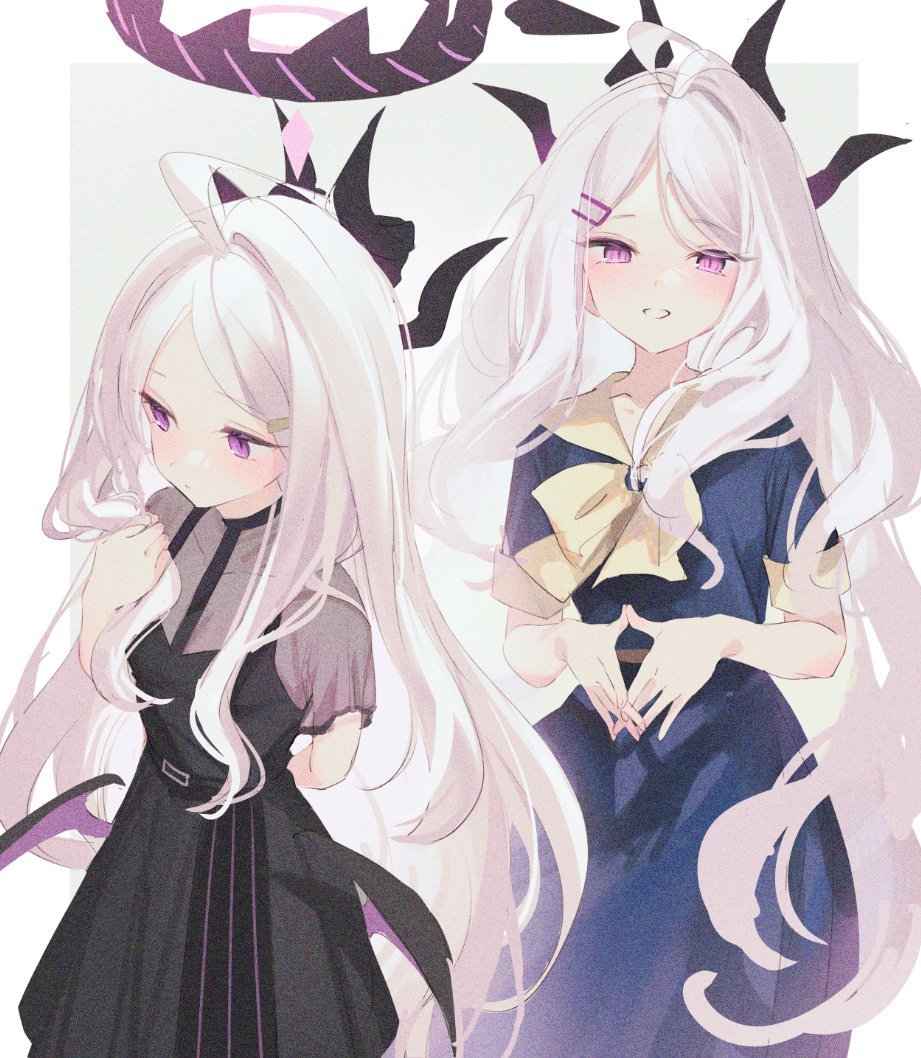 Safebooru - 1girl black dress blue archive blue dress demon horns demon wings dress hair ...