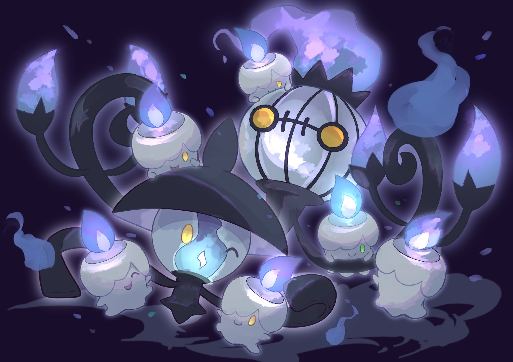 Safebooru - ^ ^ chandelure closed eyes closed mouth commentary request ...