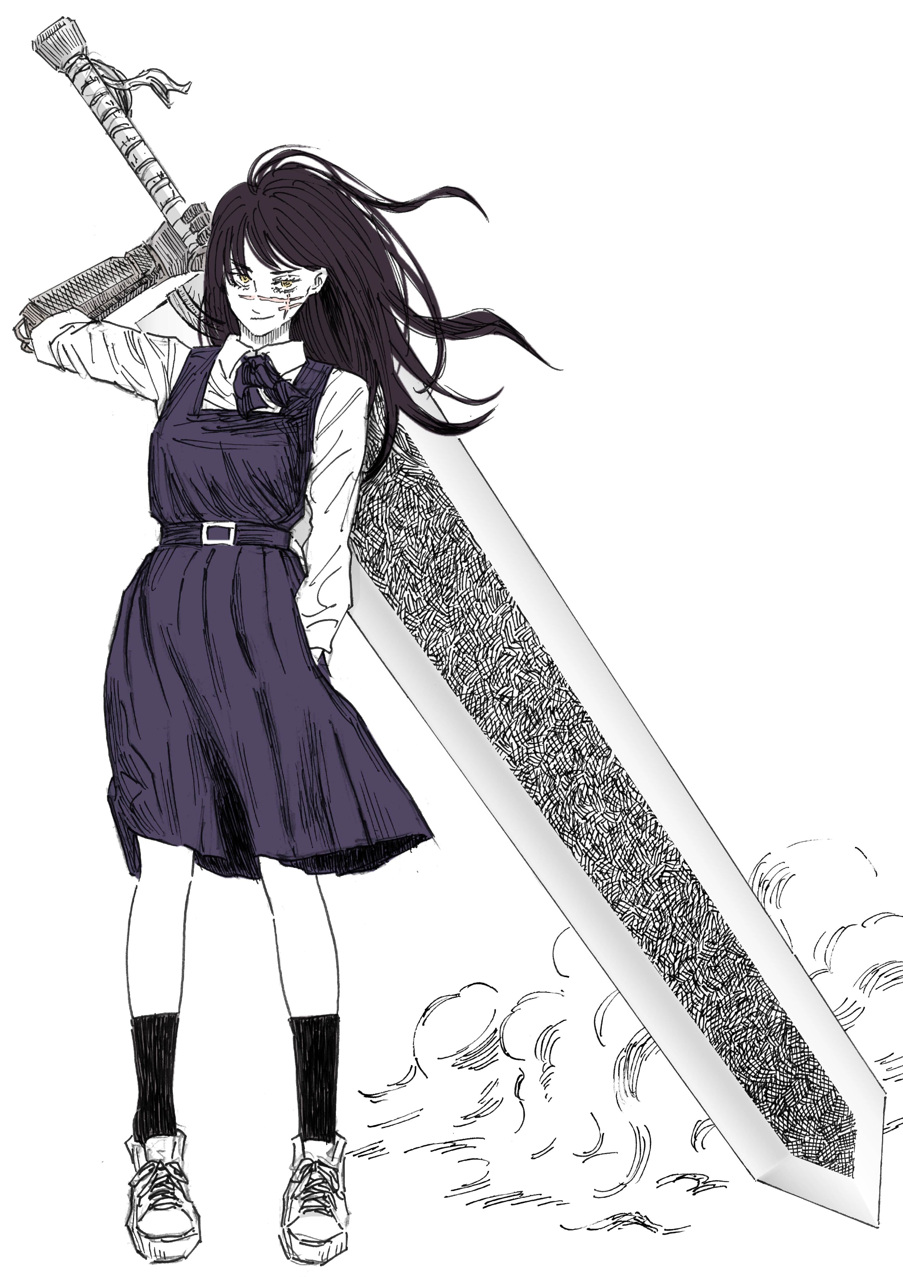 Safebooru - 1girl absurdres berserk black hair chainsaw man cosplay ...