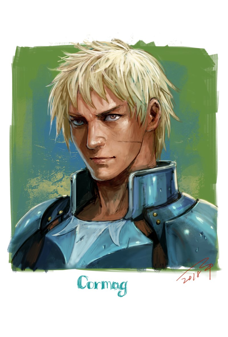 Safebooru - 1boy armor blonde hair blue armor brown eyes character name ...