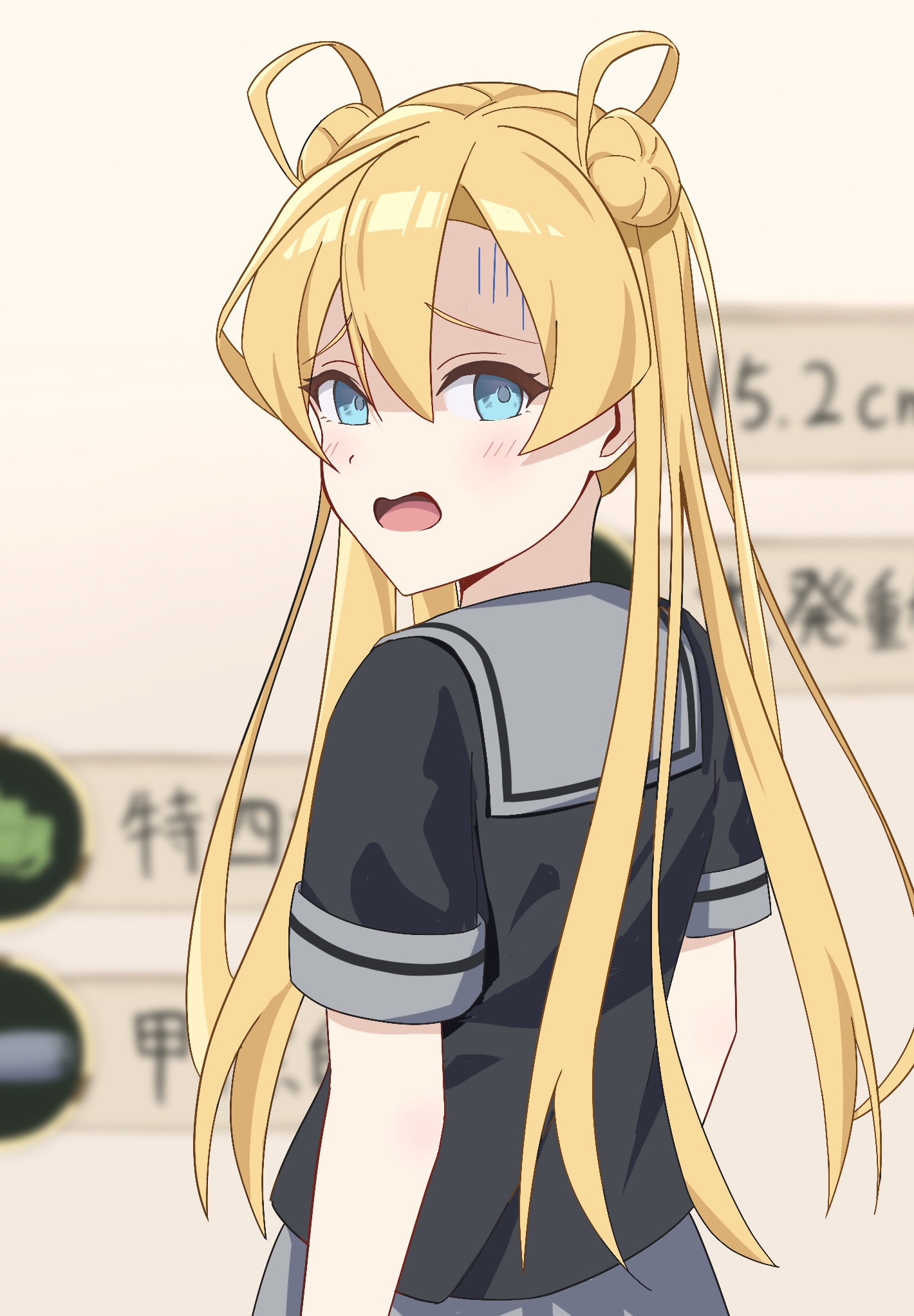 Safebooru - 1girl abukuma (kancolle) abukuma kai ni (kancolle) black jacket blonde hair blue ...