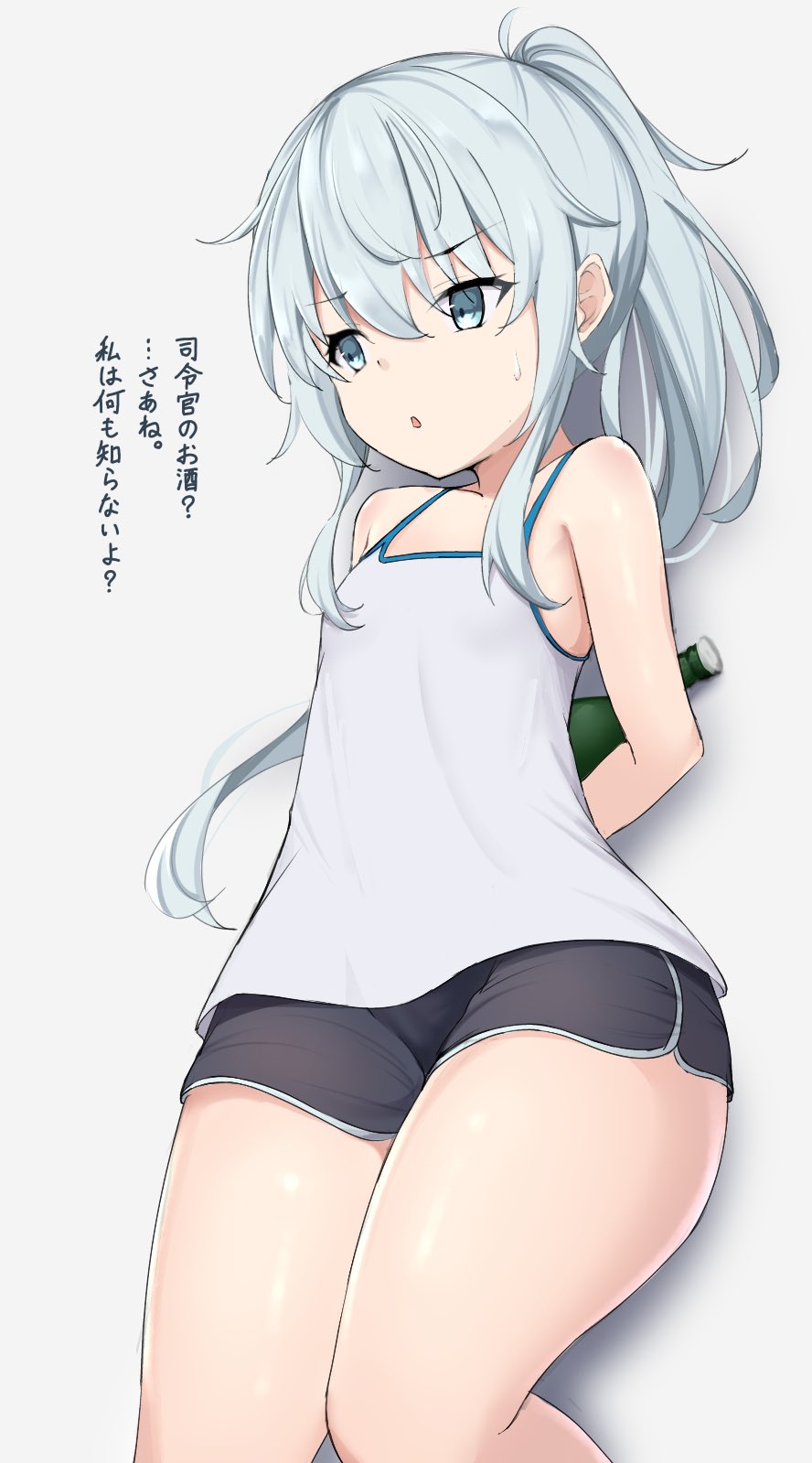 Safebooru - 1girl 88942731ne alternate costume arms behind back black shorts blue eyes blue hair ...