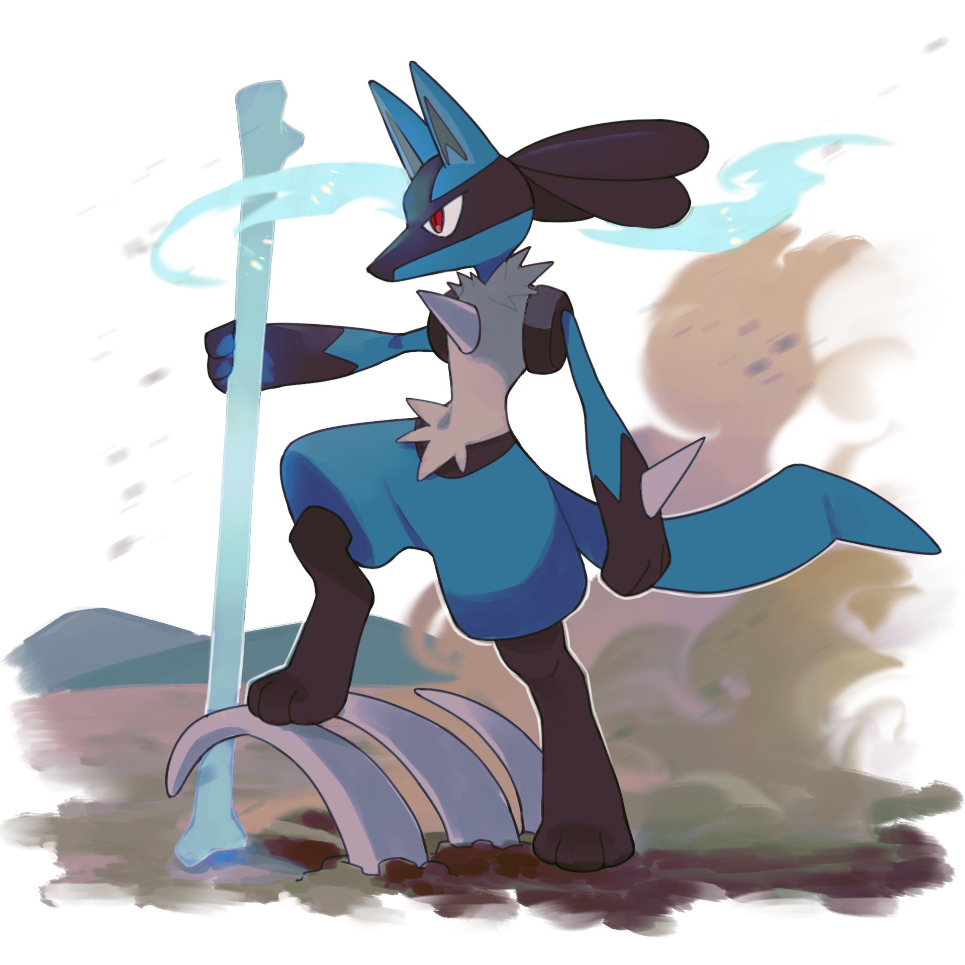 Safebooru - 1other black fur black hair blue fur bone full body furry ...