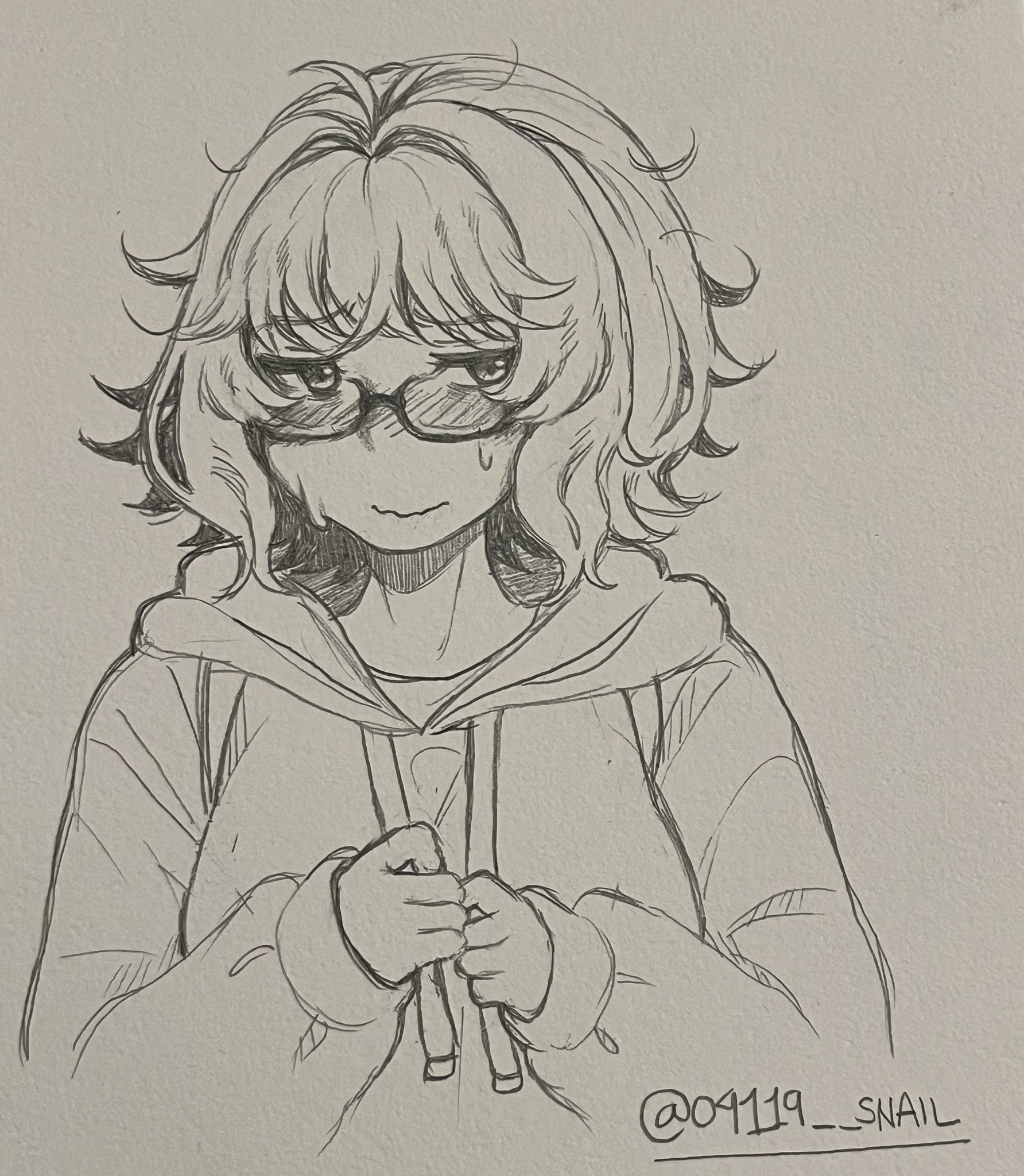 Safebooru - 1girl aki (snale) bags under eyes blush commentary ...