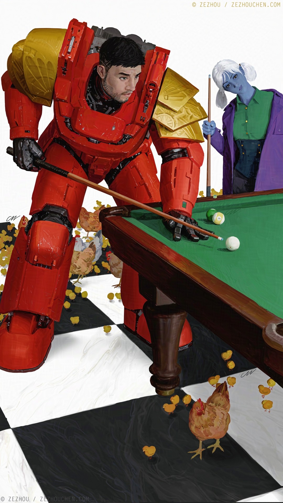 Safebooru - 1boy 1girl armor ball beard stubble billiard ball bird ...