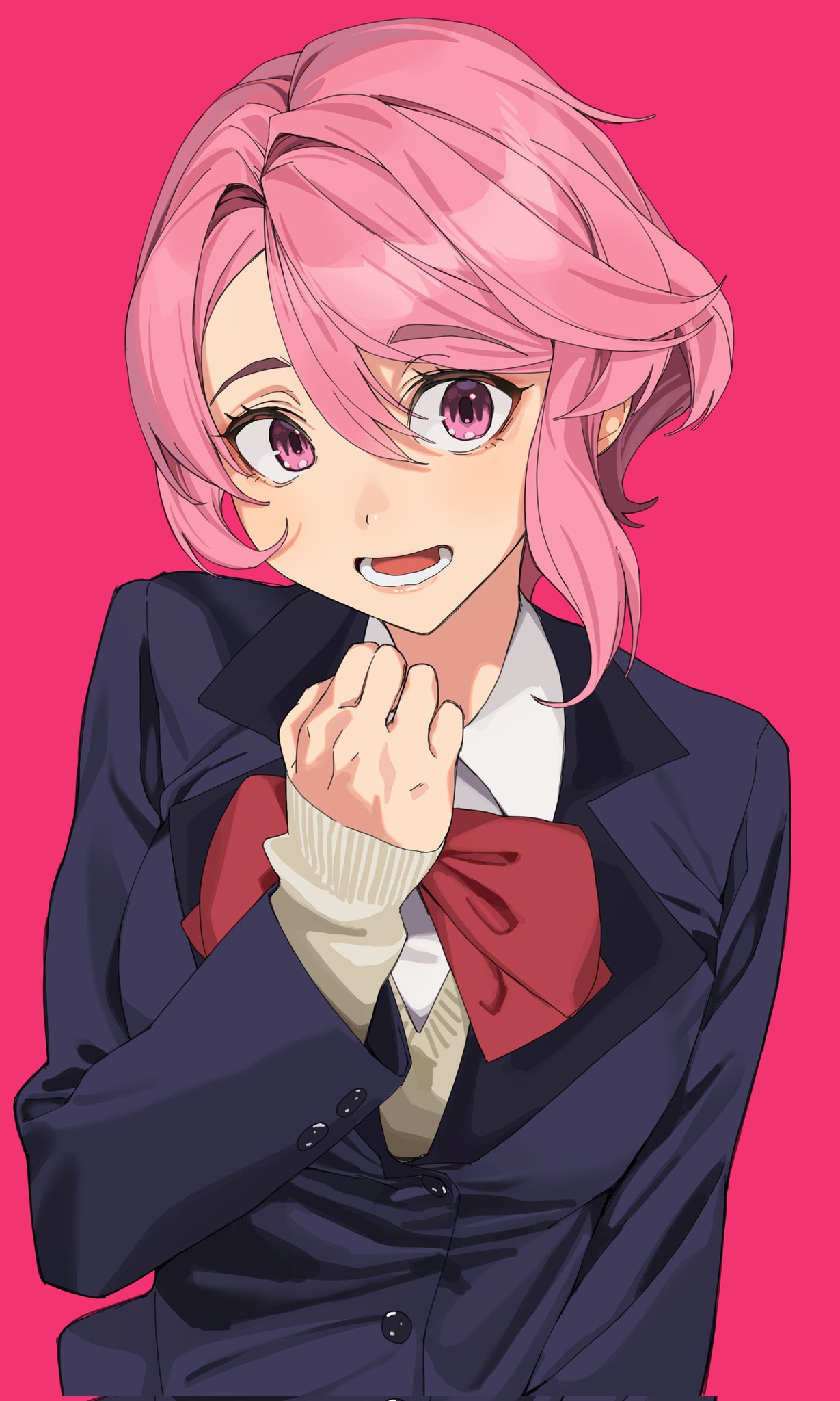 Safebooru - 1girl black jacket bow bowtie dandadan hair between eyes highres jacket lewdrawings ...