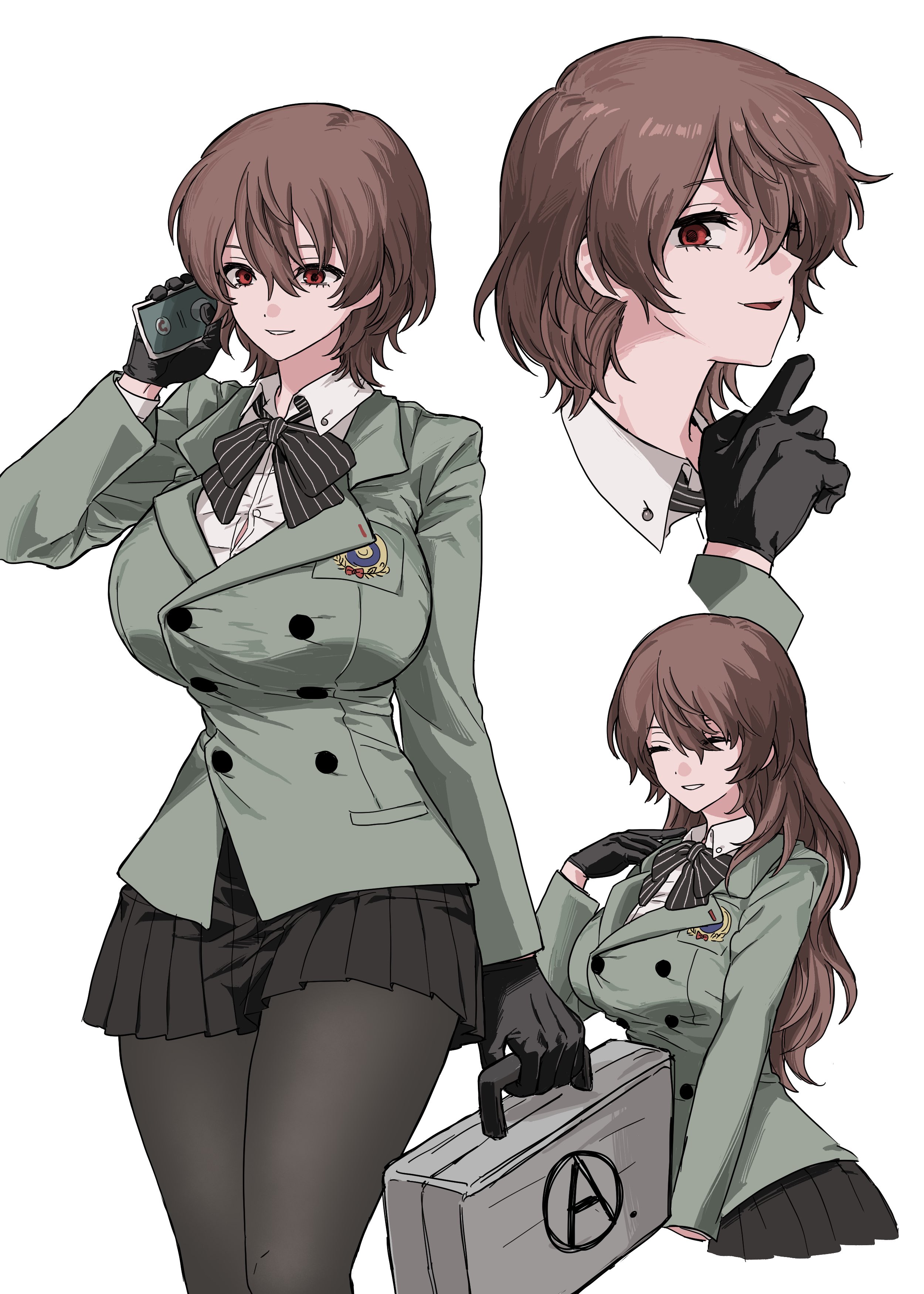 Safebooru - 1girl absurdres akechi gorou black bow black bowtie black gloves black pantyhose ...