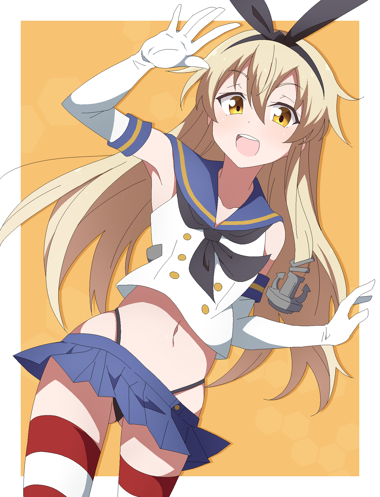 Safebooru - 1girl anchor hair ornament ass visible through thighs black panties blonde hair blue ...