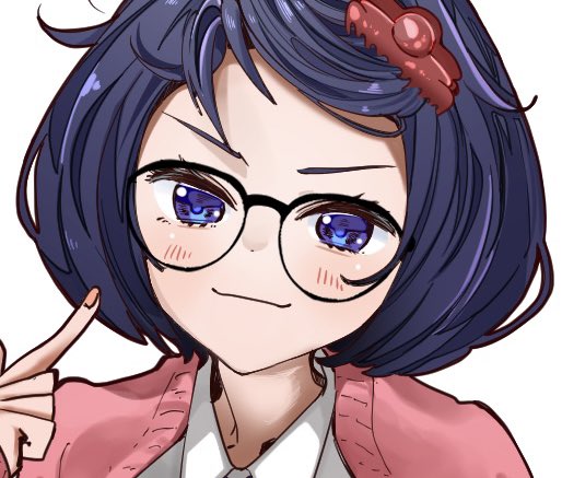 Safebooru - 1girl black-framed eyewear blue eyes blue hair breasts ...