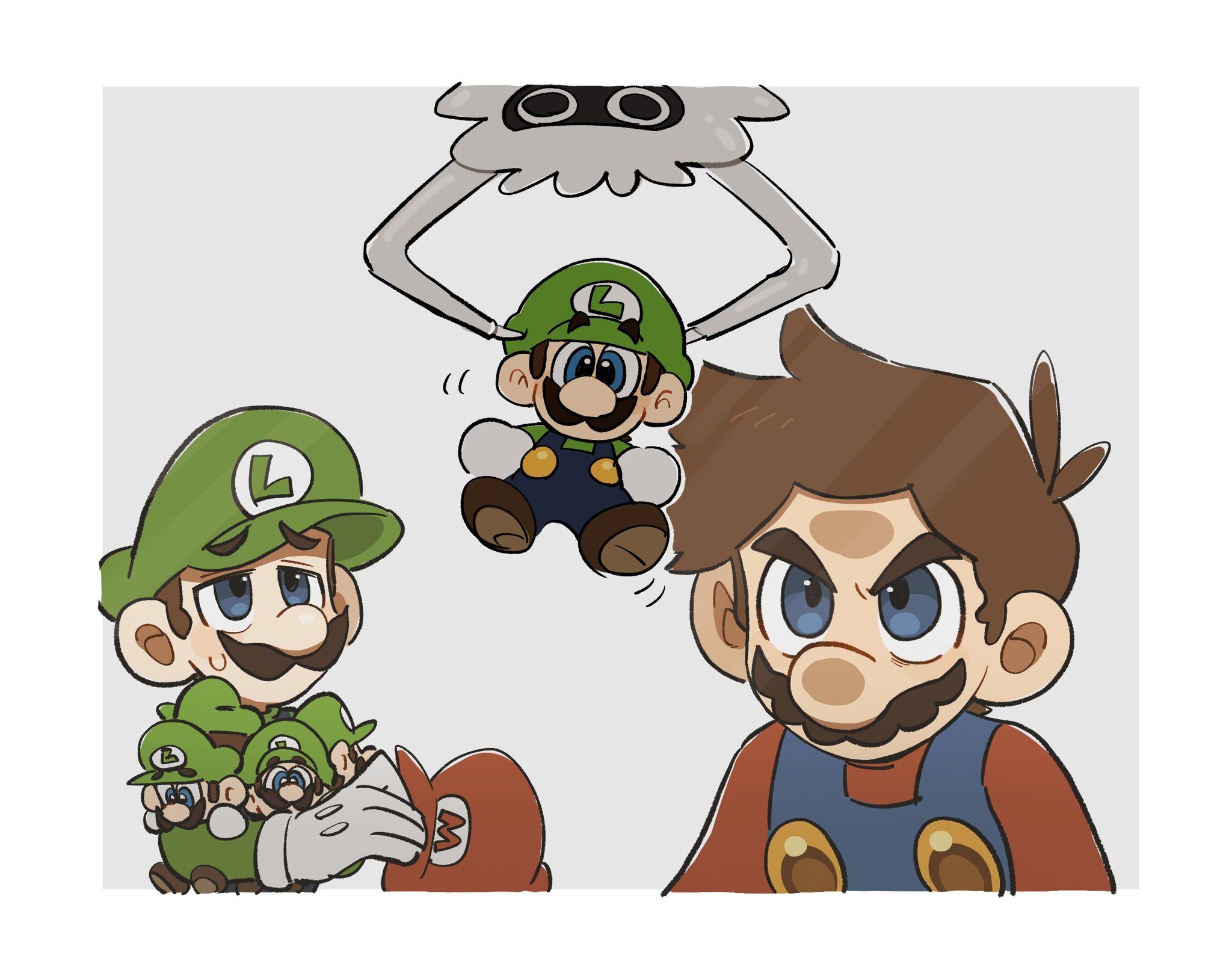 Safebooru - 2boys angry blooper (mario) blue eyes blue overalls ...