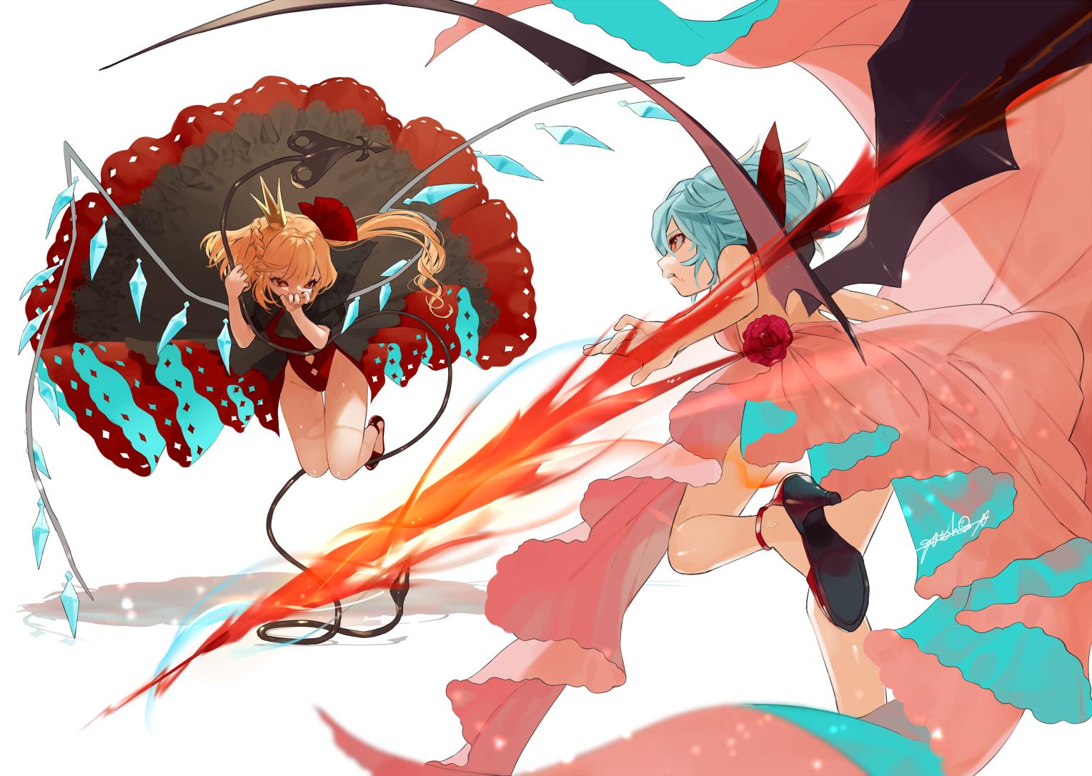 Safebooru - 2girls adapted costume alternate costume alternate headwear artist name ascot bangs ...