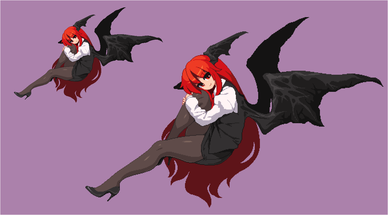 Safebooru - 1girl bangs black footwear black legwear black skirt black vest black wings demon ...