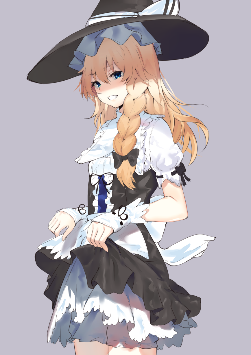 Safebooru - 1girl apron asuzemu bangs black bow black dress black hat black ribbon blonde hair ...