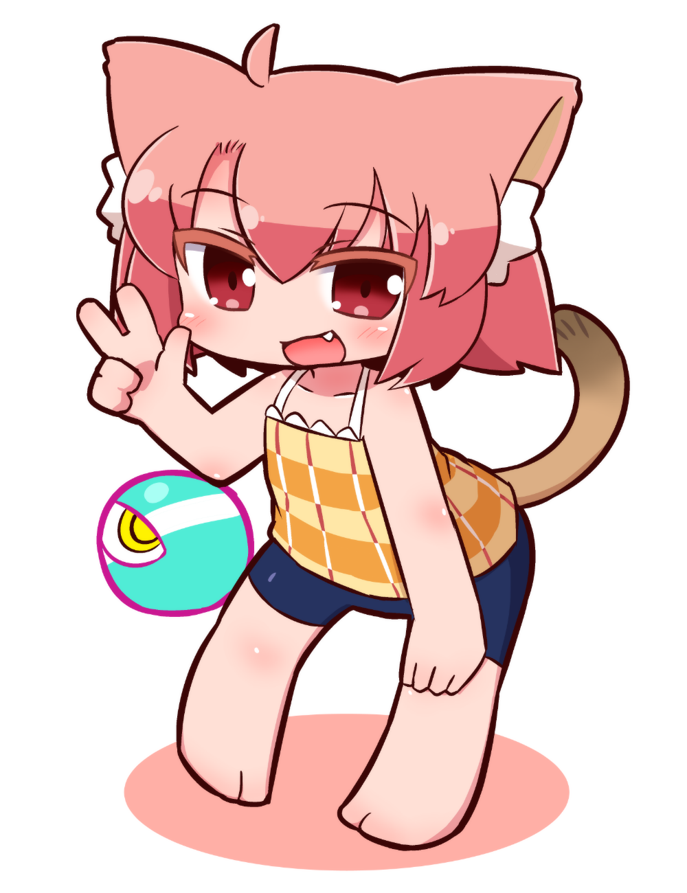 Safebooru - 1girl :d ahoge animal ear fluff animal ears bangs bare arms bare shoulders barefoot ...