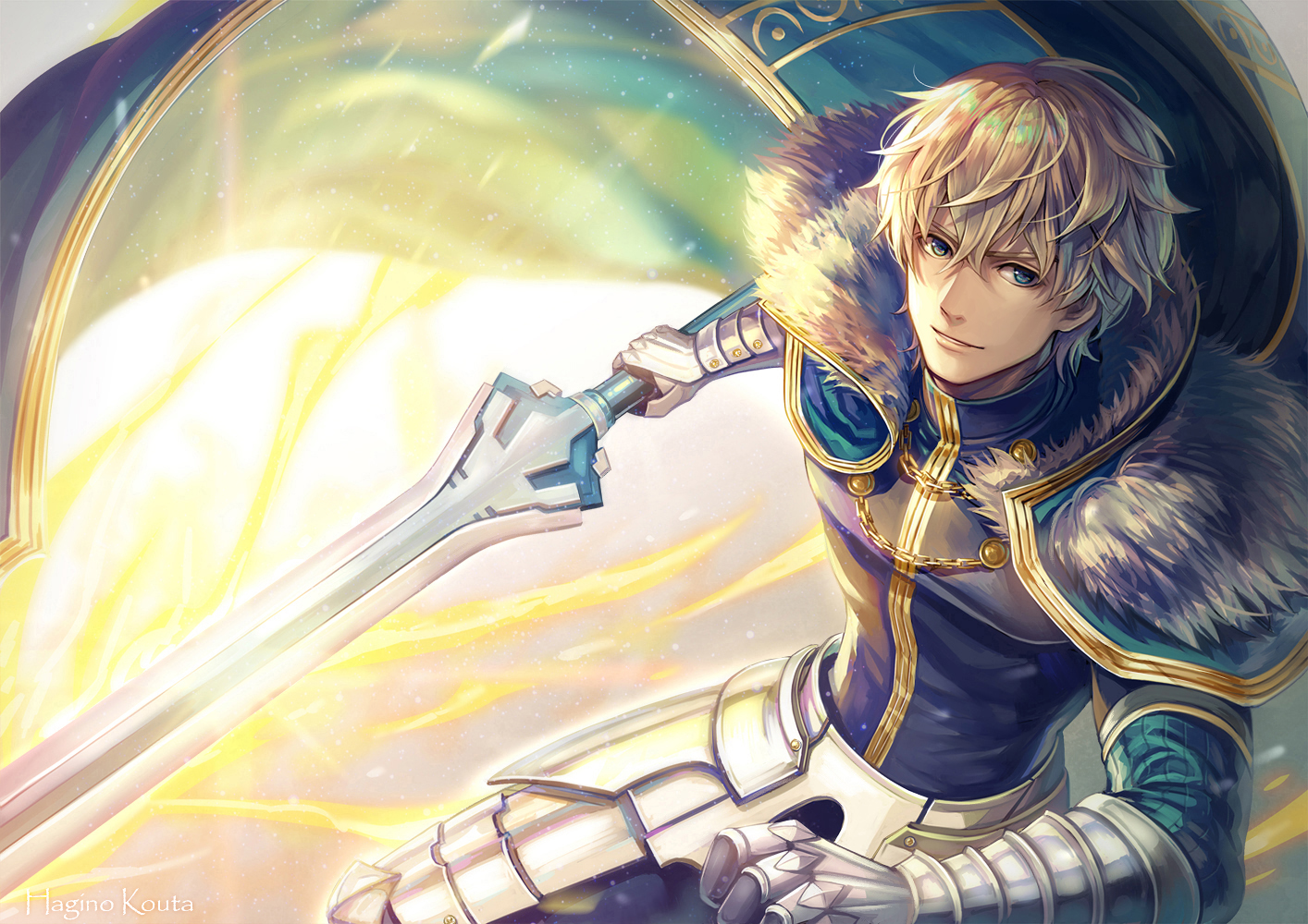 Safebooru - 1boy blonde hair blue cape blue eyes cape fate/extra fate ...